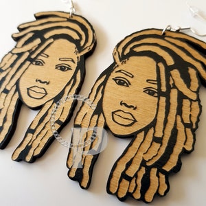 African Earrings Locs Woman Wooden and Double Sided Afrocentric Jewelry ...