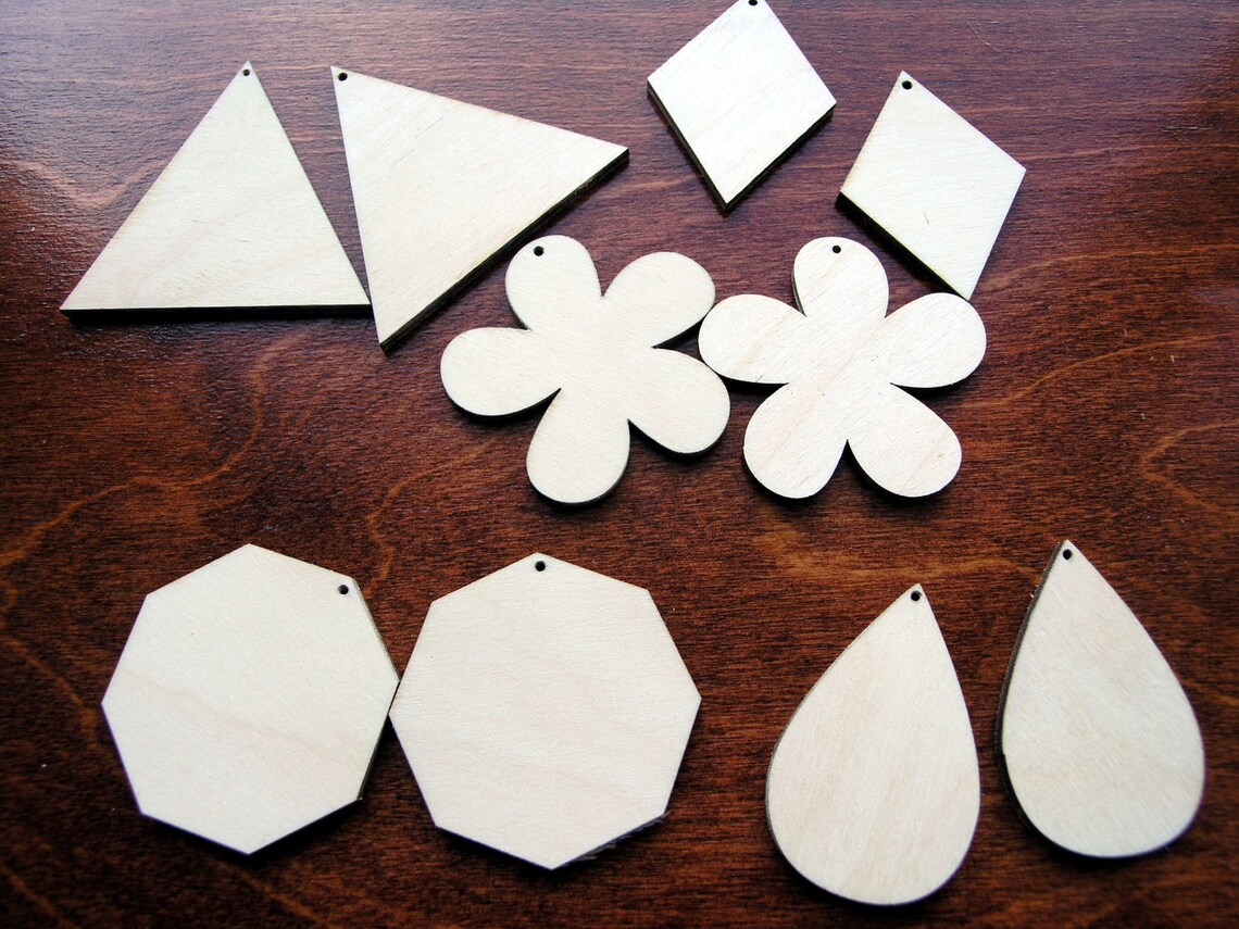 10 X Plain Birch Wooden Shapes for Jewelry Earrings Making - Etsy