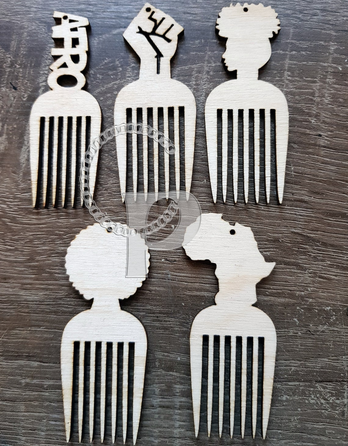10 Plain Wooden Afro Pick Natural Hair Girl Shapes Jewelry Earrings ...