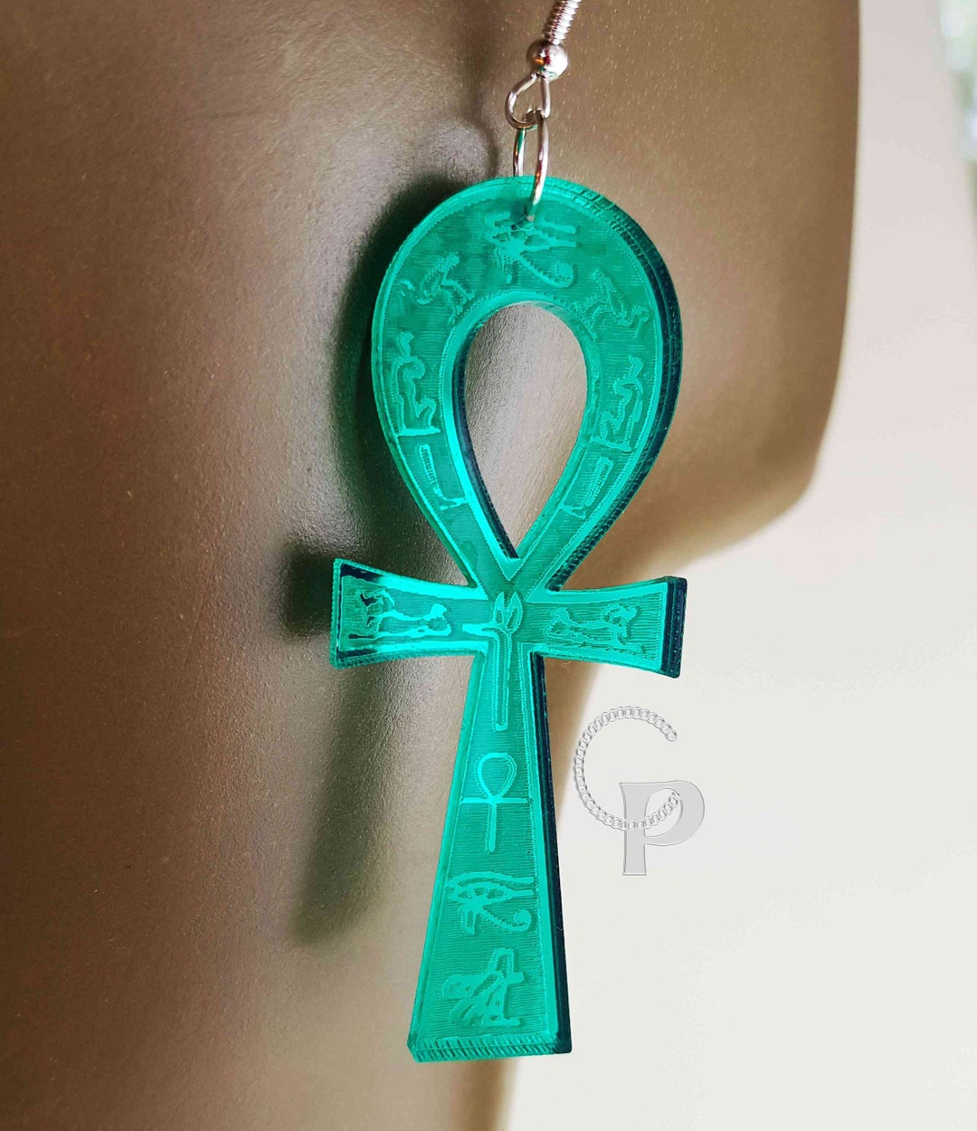 Ankh Earrings in Silver, Gold, Color Mirror Acrylic Africa Symbol ...