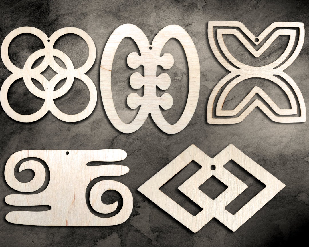 10 Unfinished Wooden Adinkra Symbols Fawohosie Shapes for Jewelry ...