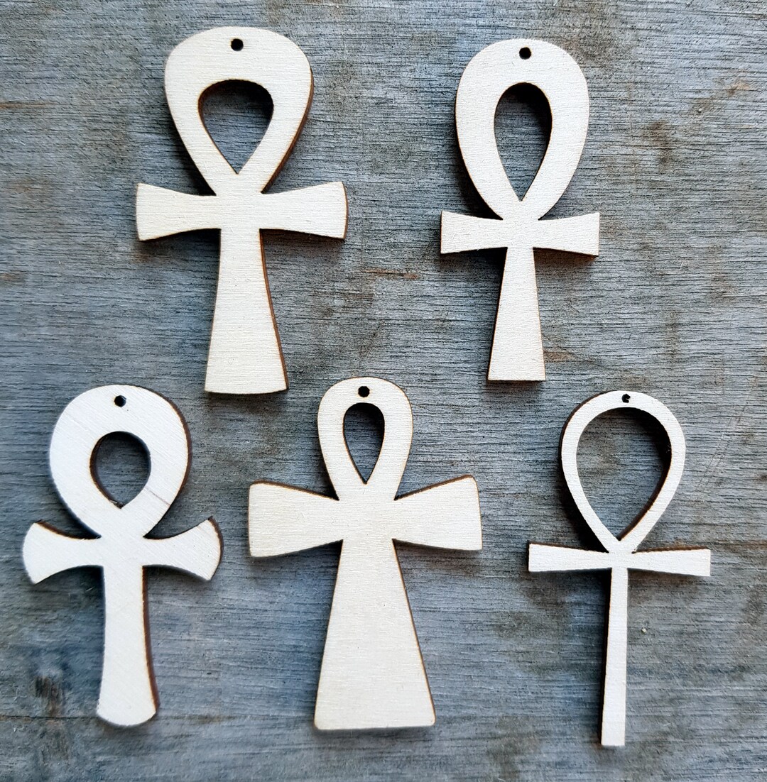10 Plain Wooden ANKH Egyptian Cross Shapes Jewelry Earrings Making ...