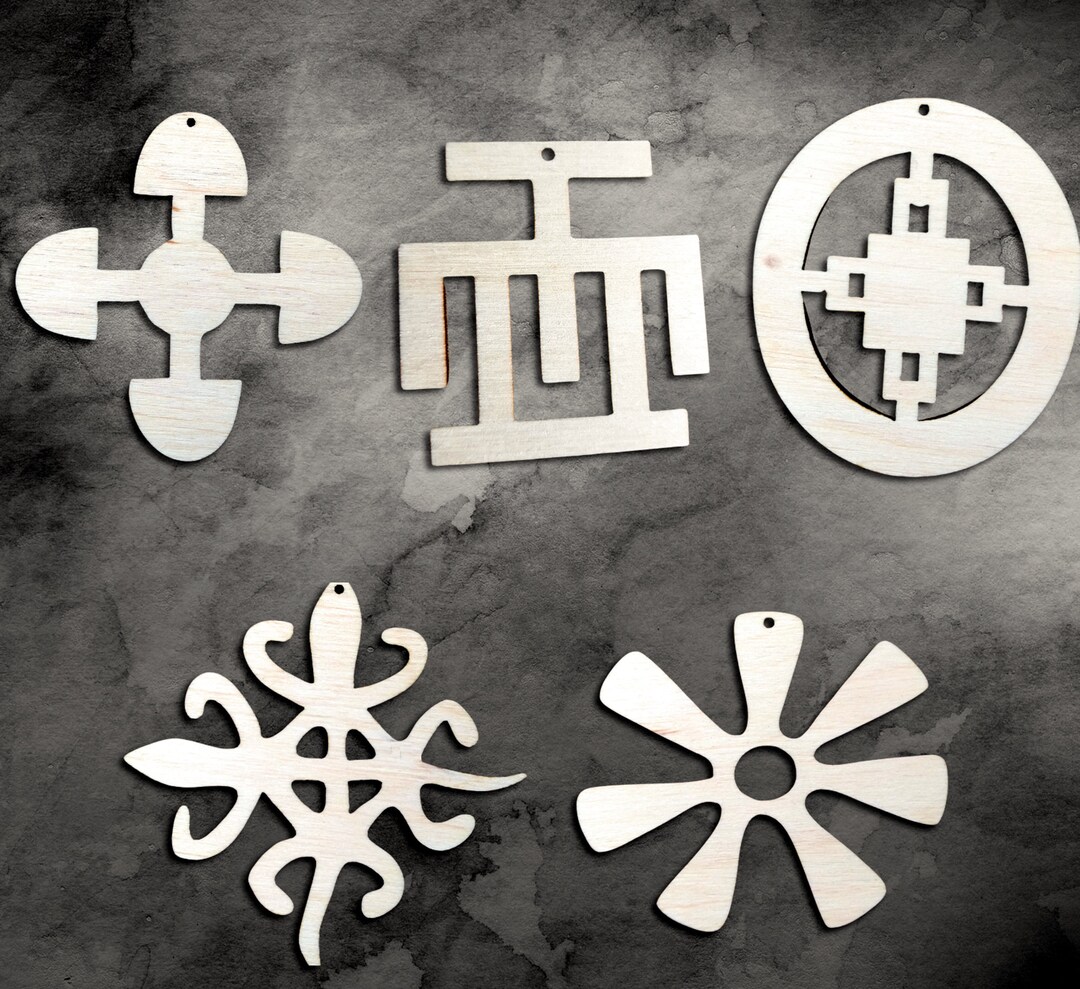 10 Unfinished Wooden Adinkra Symbols Dame-dame Ananse Shapes for ...