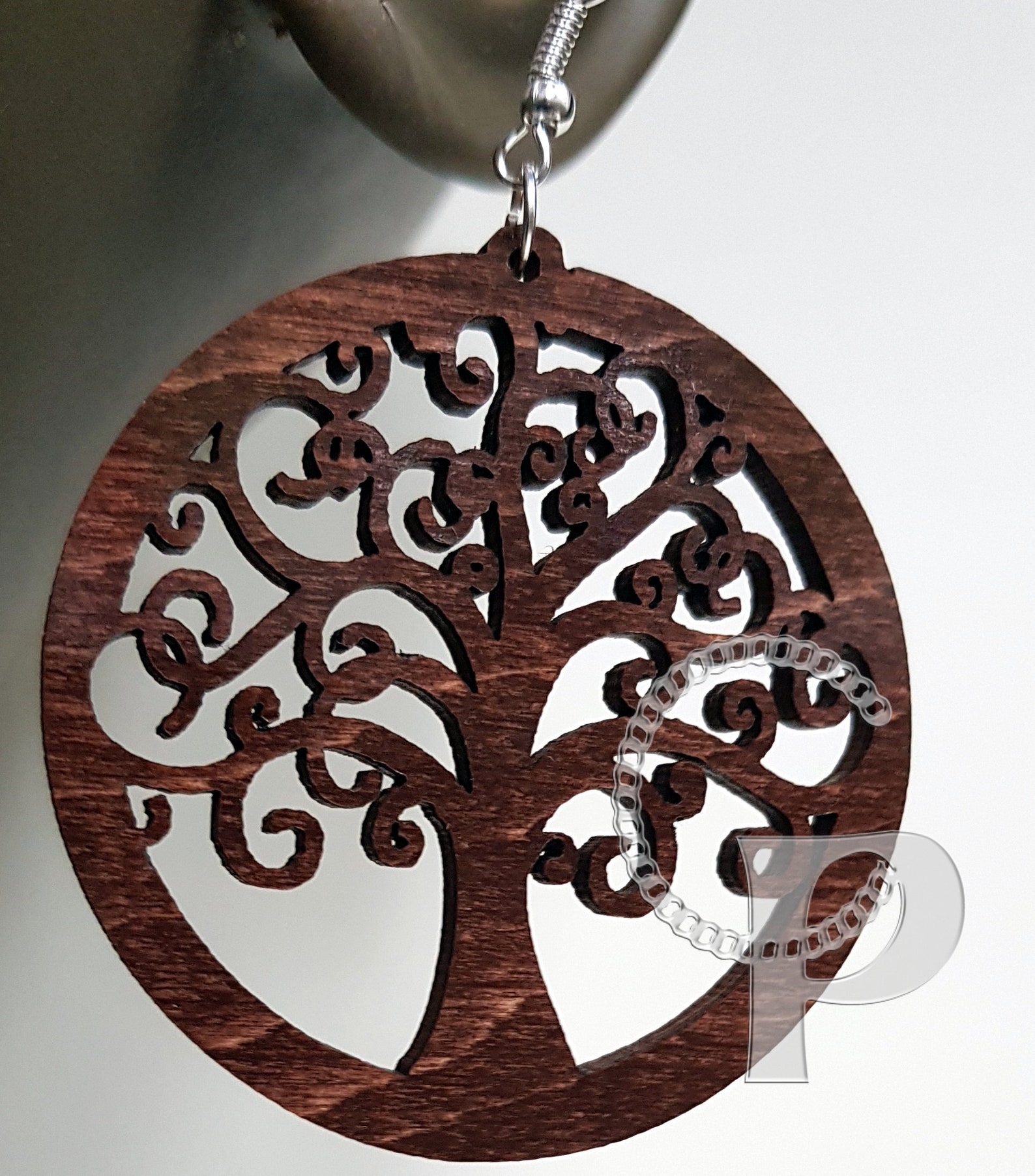 Tree of Life Natural Wooden Earrings Large Sizes Gold Silver | Etsy