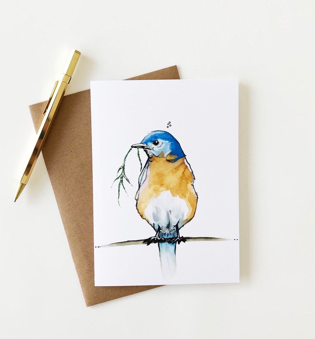 Blue Bird Greeting Card, Bird, Woodland, Blank Card, 5x7 - Etsy