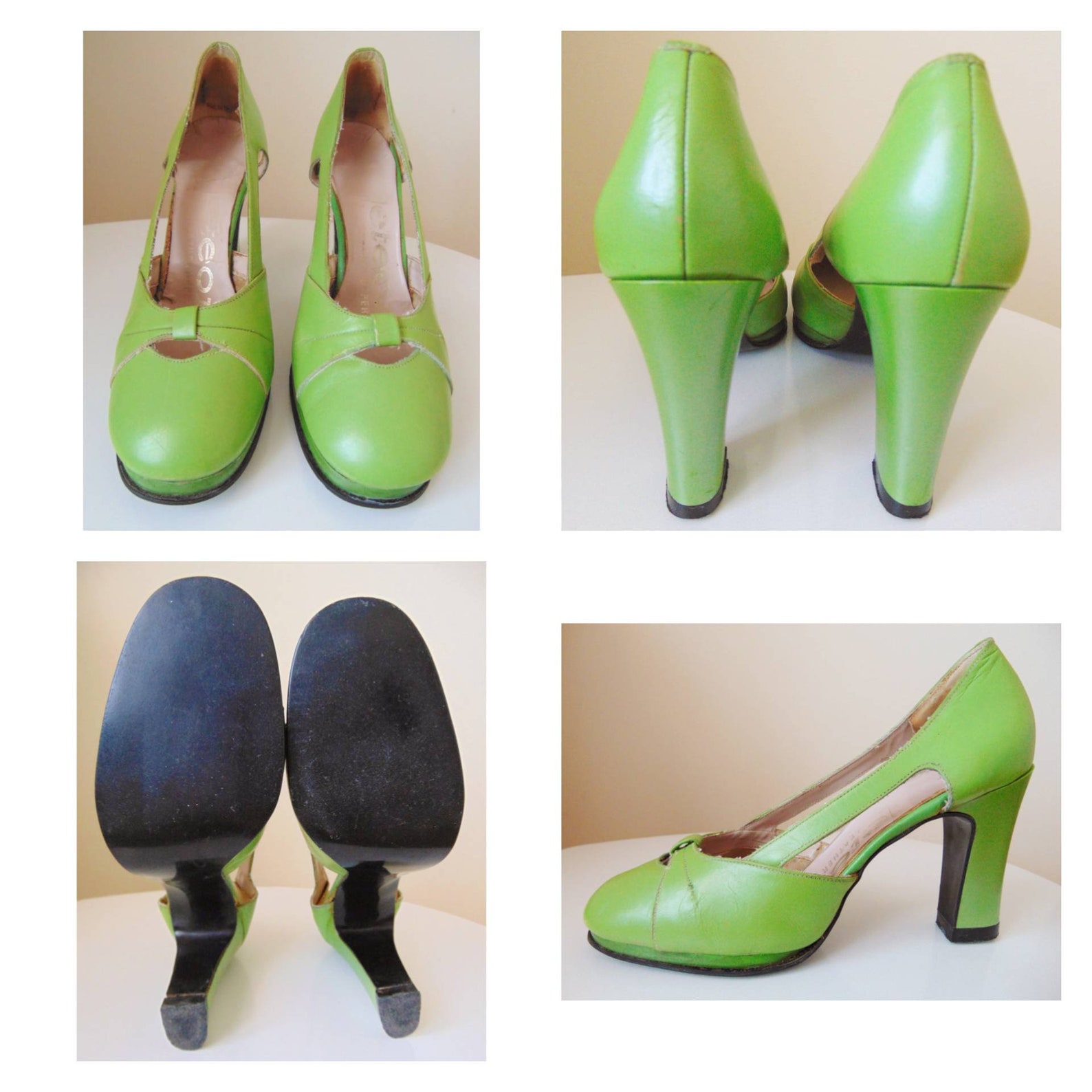Vintage 70s Platform Shoes Chunky Heels High Heel Etsy Uk
