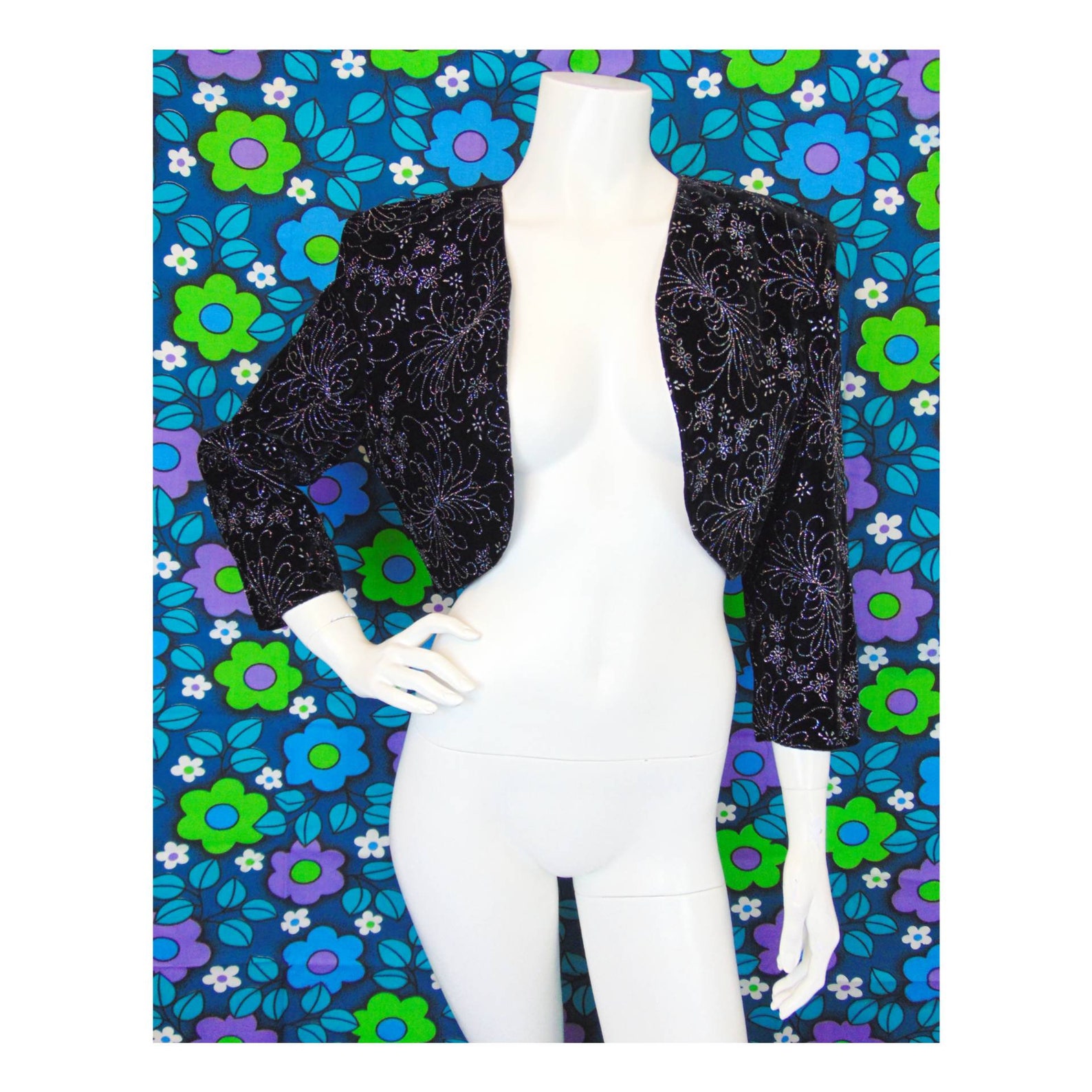 Vintage 80s Cropped Jacket // Disco Bolero // Glam Rock // - Etsy UK