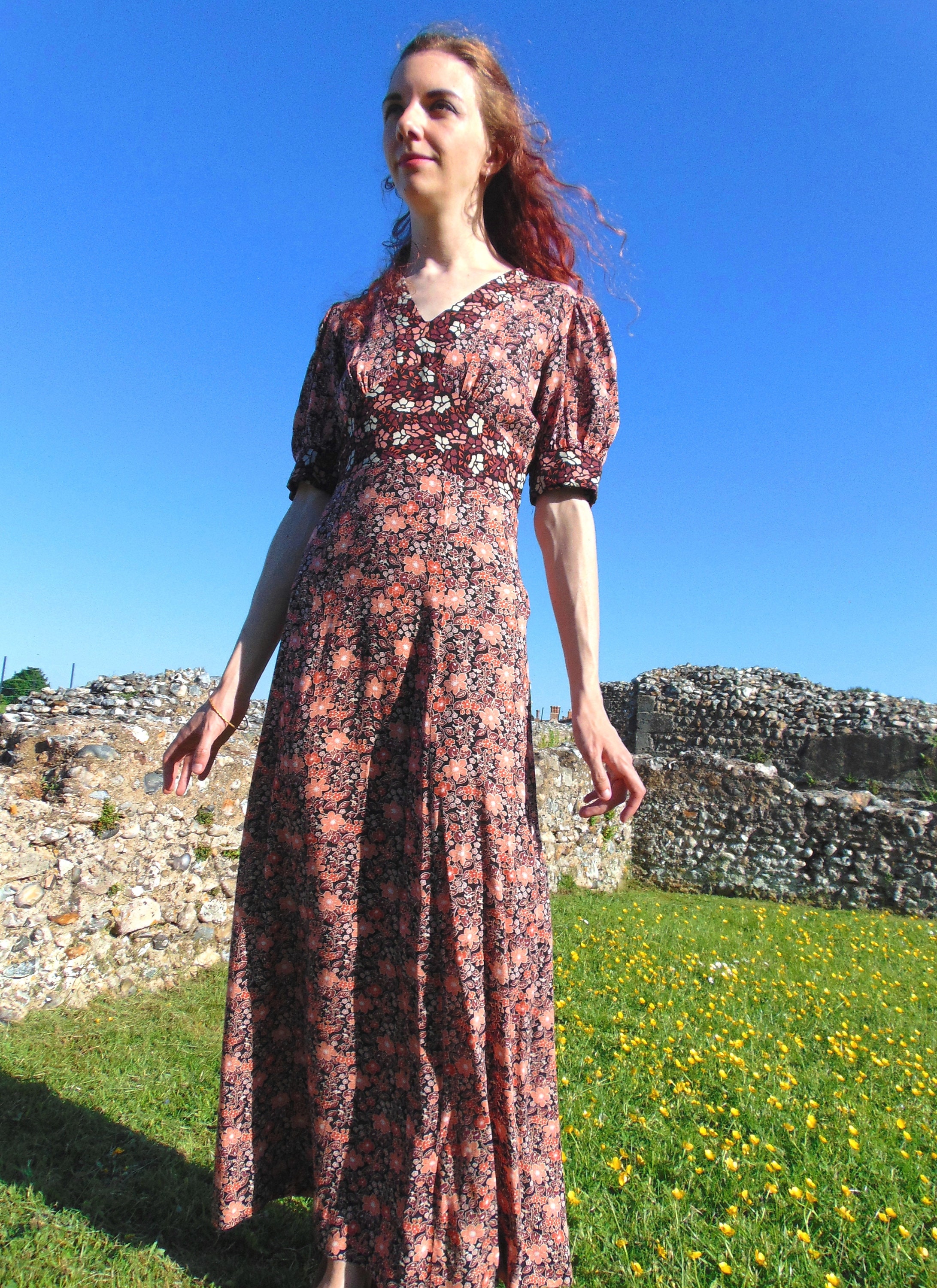 Vintage 70s Floral Maxi Dress // Prairie Dress // Hippie Maxi // Tie ...