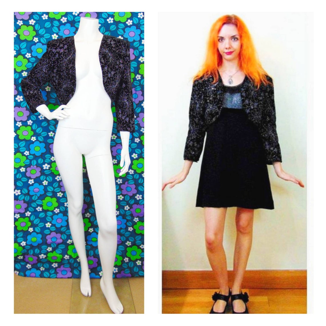 Vintage 80s Cropped Jacket // Disco Bolero // Glam Rock // - Etsy UK