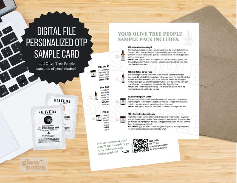 Personalized Oliveda Skincare Sample Card: Olive Tree People (digital ...