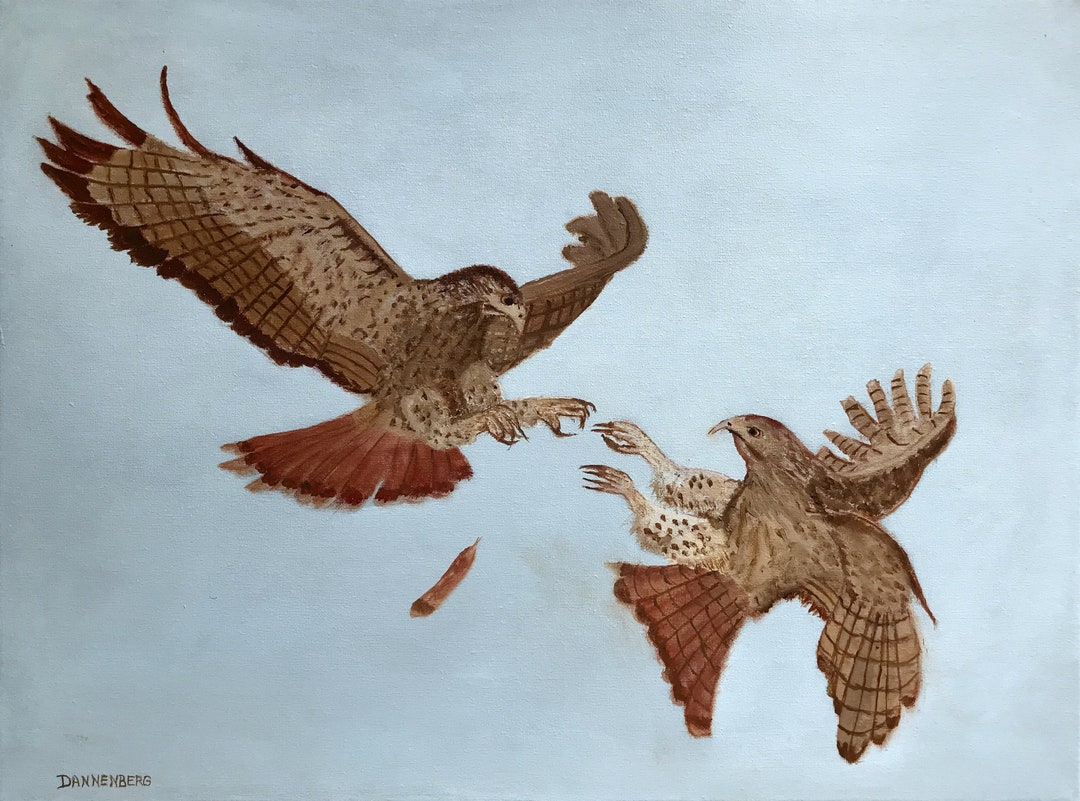 ANGRY HAWKS, Original Oil - Etsy