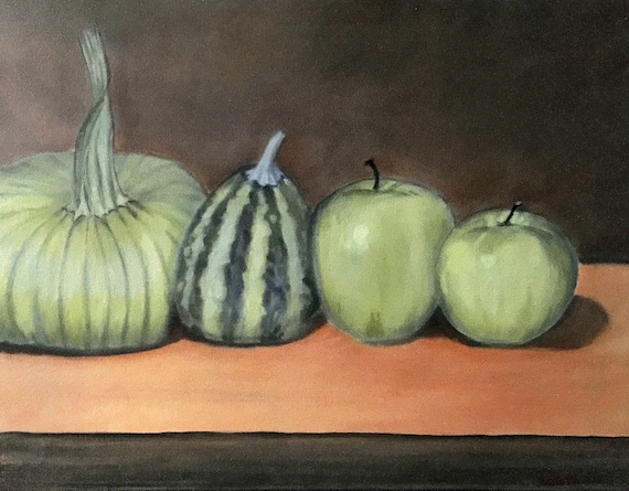 Still Life in Green Oil Painting - Etsy
