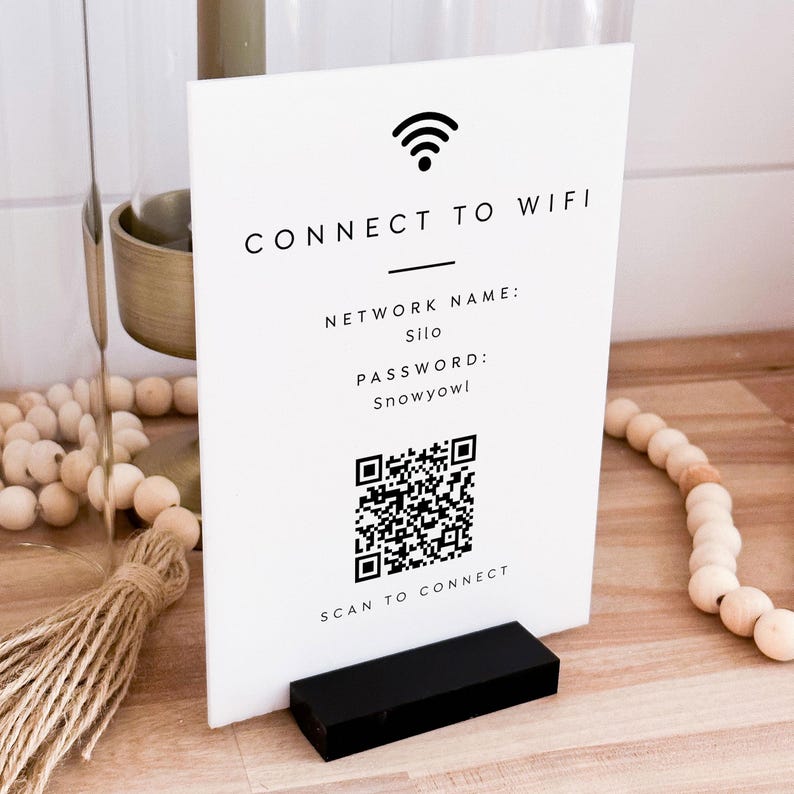Acrylic Wifi Sign – Smartscan QR Code Password Display - Etsy UK