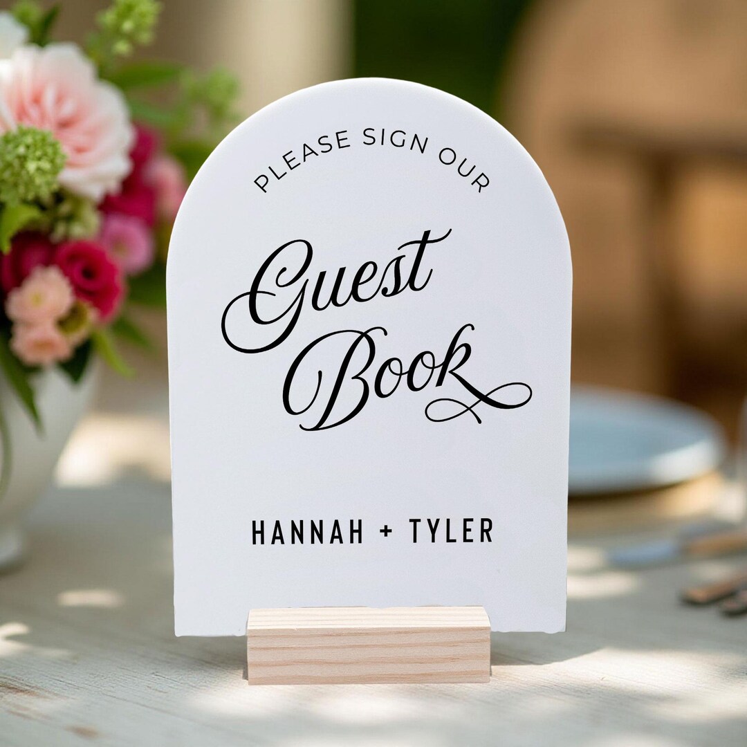 Guestbook Table Sign, Please Sign Our Guestbook Sign, Modern Acrylic ...
