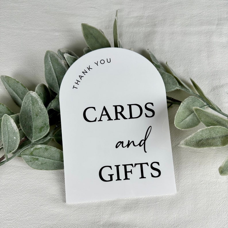 Cards & Gifts Arch Table Sign, Gift and Cards Sign, Modern Script ...