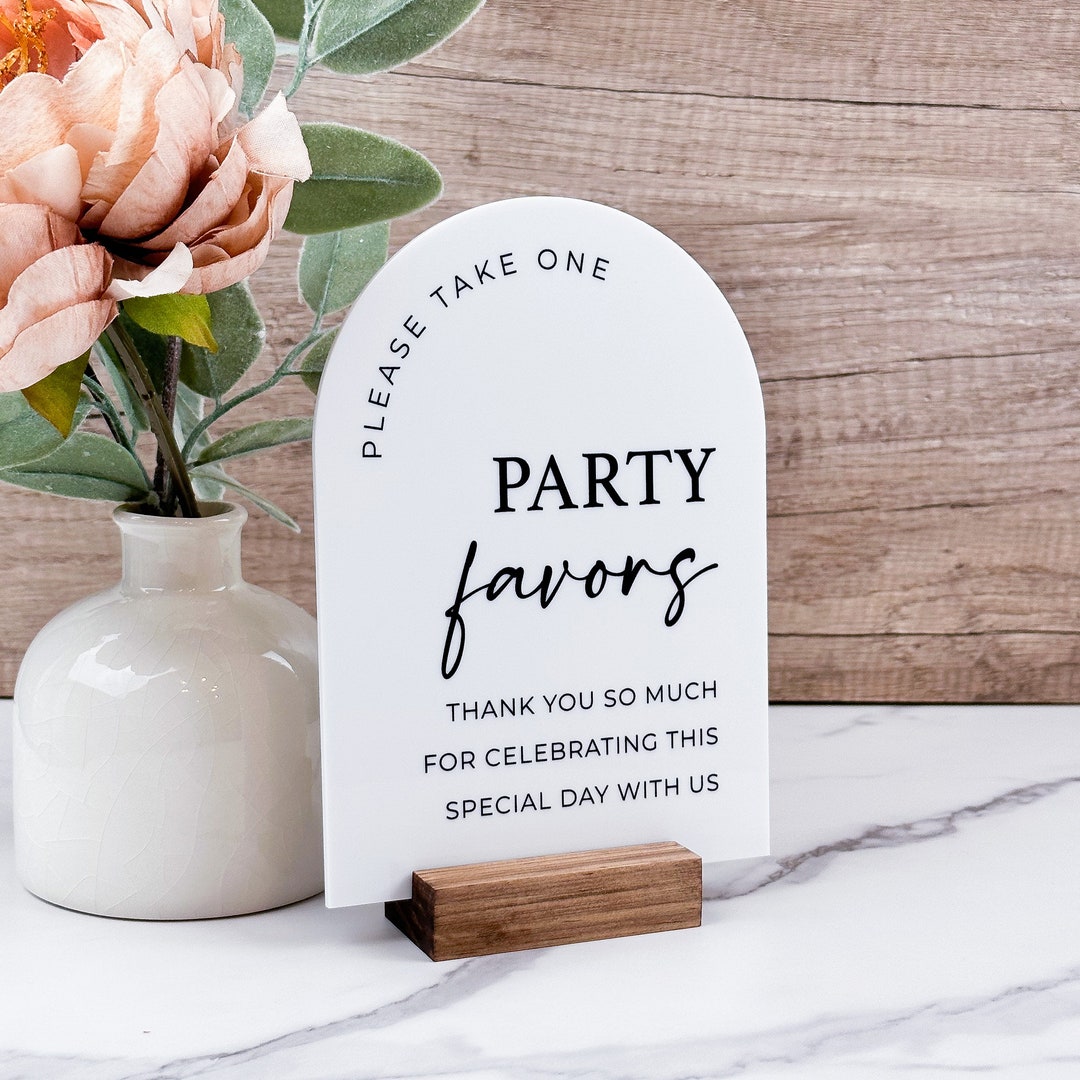 Party Favors Arch Table Sign, Party Favors Sign, Modern Script Acrylic ...