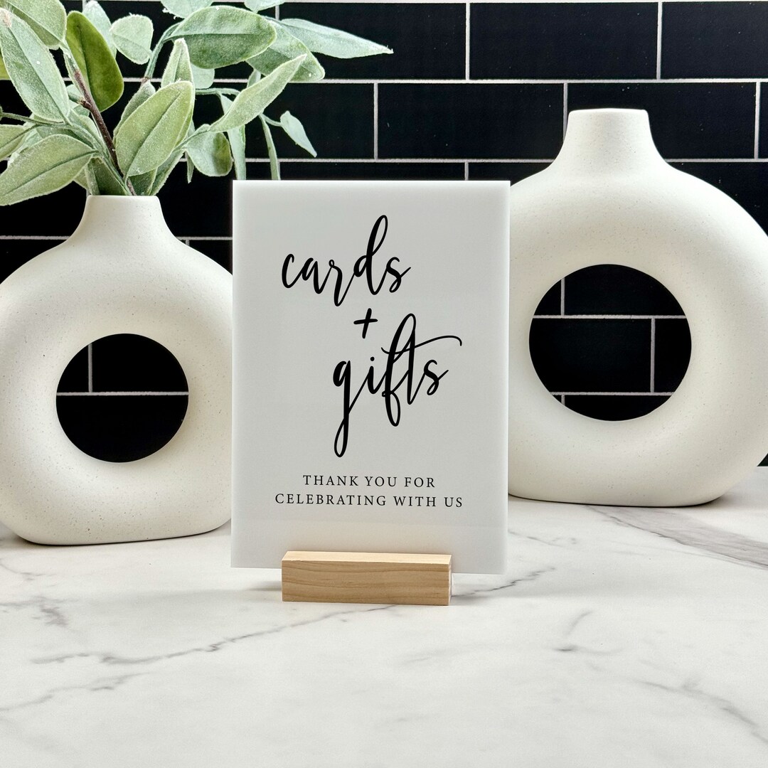 Cards & Gifts Table Sign, Gift and Cards Sign, Modern Script Acrylic ...