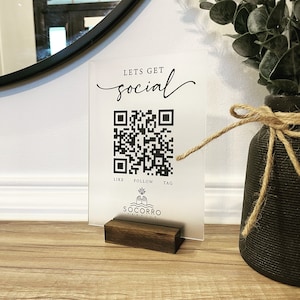 Personalized Business Social Media Sign With Logo, QR Code Sign - Etsy