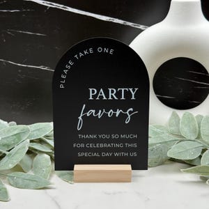 Party Favors Arch Table Sign, Party Favors Sign, Modern Script Acrylic ...
