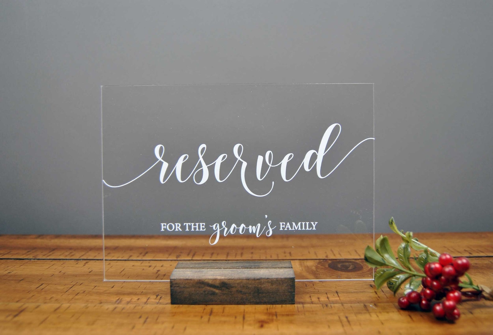 Reserved Grooms Family Table Sign, Acrylic Wedding Table Sign and Decor ...