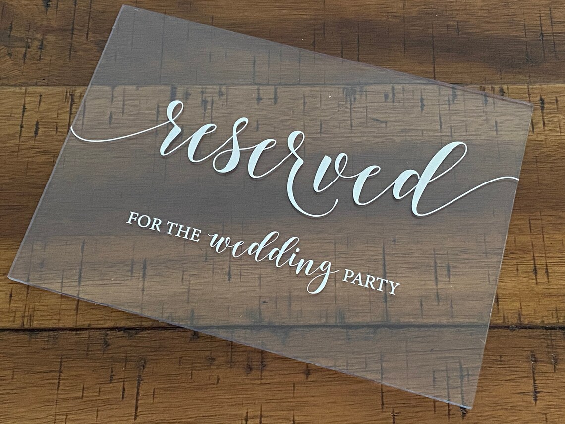 Reserved Wedding Party Table Sign Acrylic Wedding Table Sign | Etsy