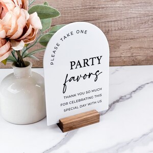 Party Favors Arch Table Sign, Party Favors Sign, Modern Script Acrylic ...