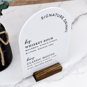Signature Drink His & Hers Arch Bar Menu Sign, Personalized Drinks ...