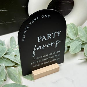 Party Favors Arch Table Sign, Party Favors Sign, Modern Script Acrylic ...