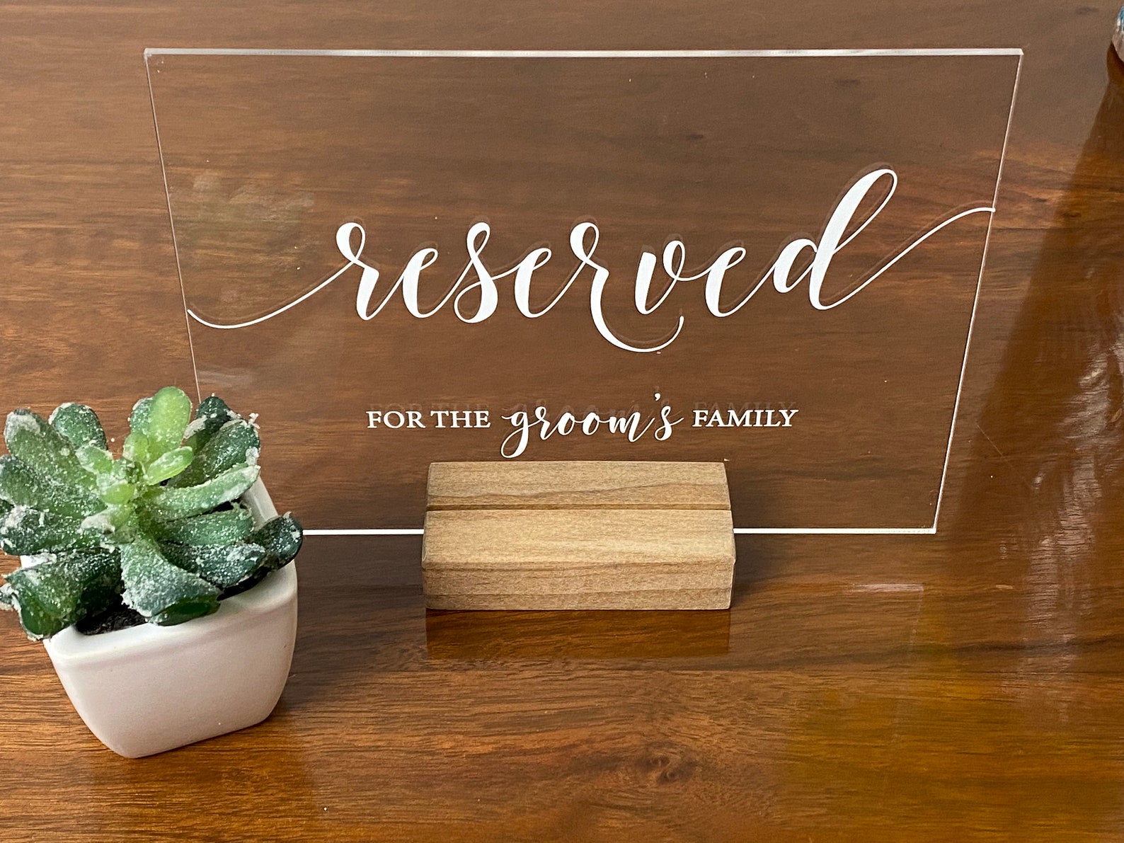 Reserved Grooms Family Table Sign, Acrylic Wedding Table Sign and Decor ...