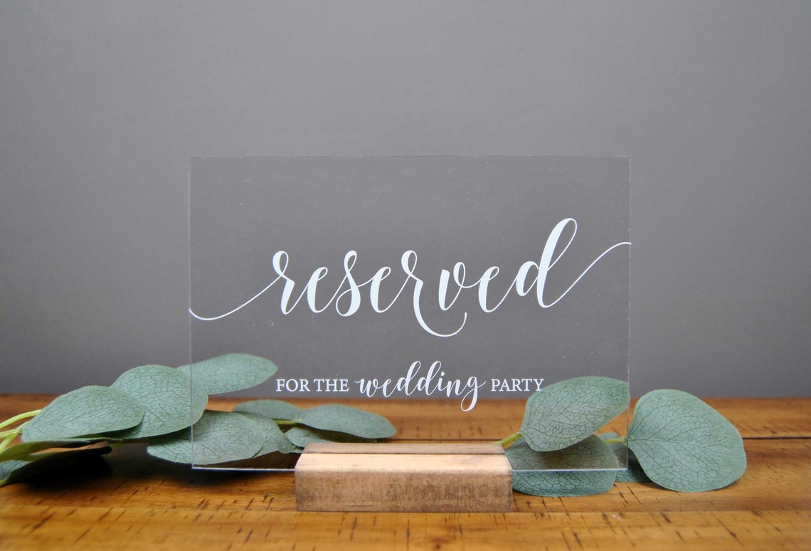 Reserved Wedding Party Table Sign Acrylic Wedding Table Sign | Etsy