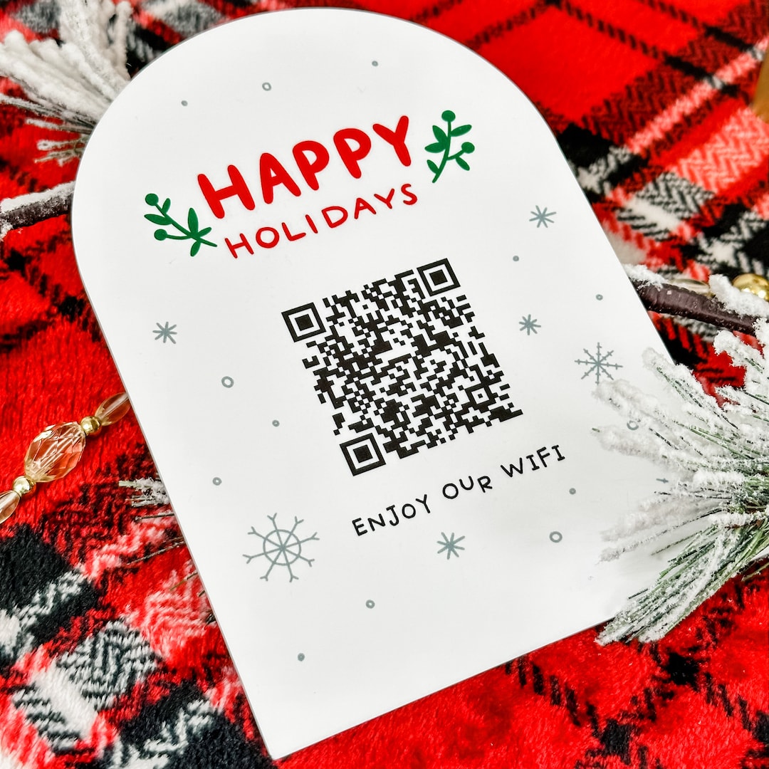 Happy Holidays Home Wifi Sign, Wifi QR Code Sign, Wifi Password Sign ...