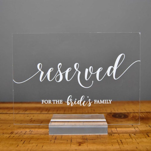 Reserved Bride's Family Table Sign Acrylic Wedding Table - Etsy