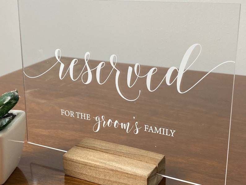Reserved Grooms Family Table Sign, Acrylic Wedding Table Sign and Decor ...