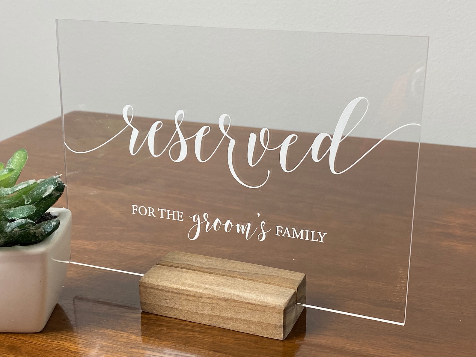 Reserved Grooms Family Table Sign, Acrylic Wedding Table Sign and Decor ...