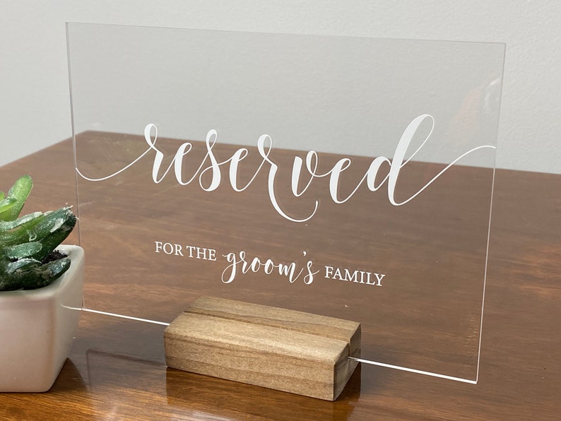 Reserved Grooms Family Table Sign, Acrylic Wedding Table Sign and Decor ...