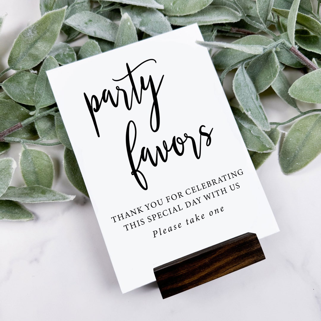 Party Favors Table Sign, Party Favors Sign, Script Acrylic Wedding Sign ...
