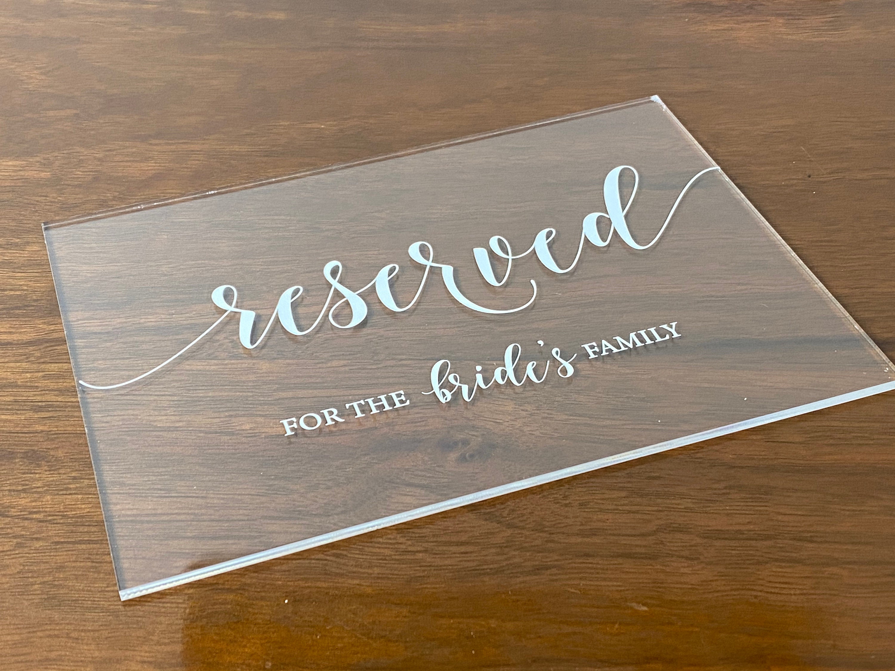 Reserved Bride's Family Table Sign Acrylic Wedding Table | Etsy