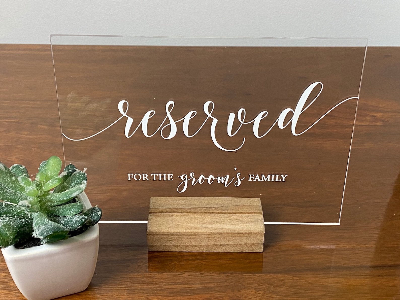 Reserved Grooms Family Table Sign, Acrylic Wedding Table Sign and Decor ...