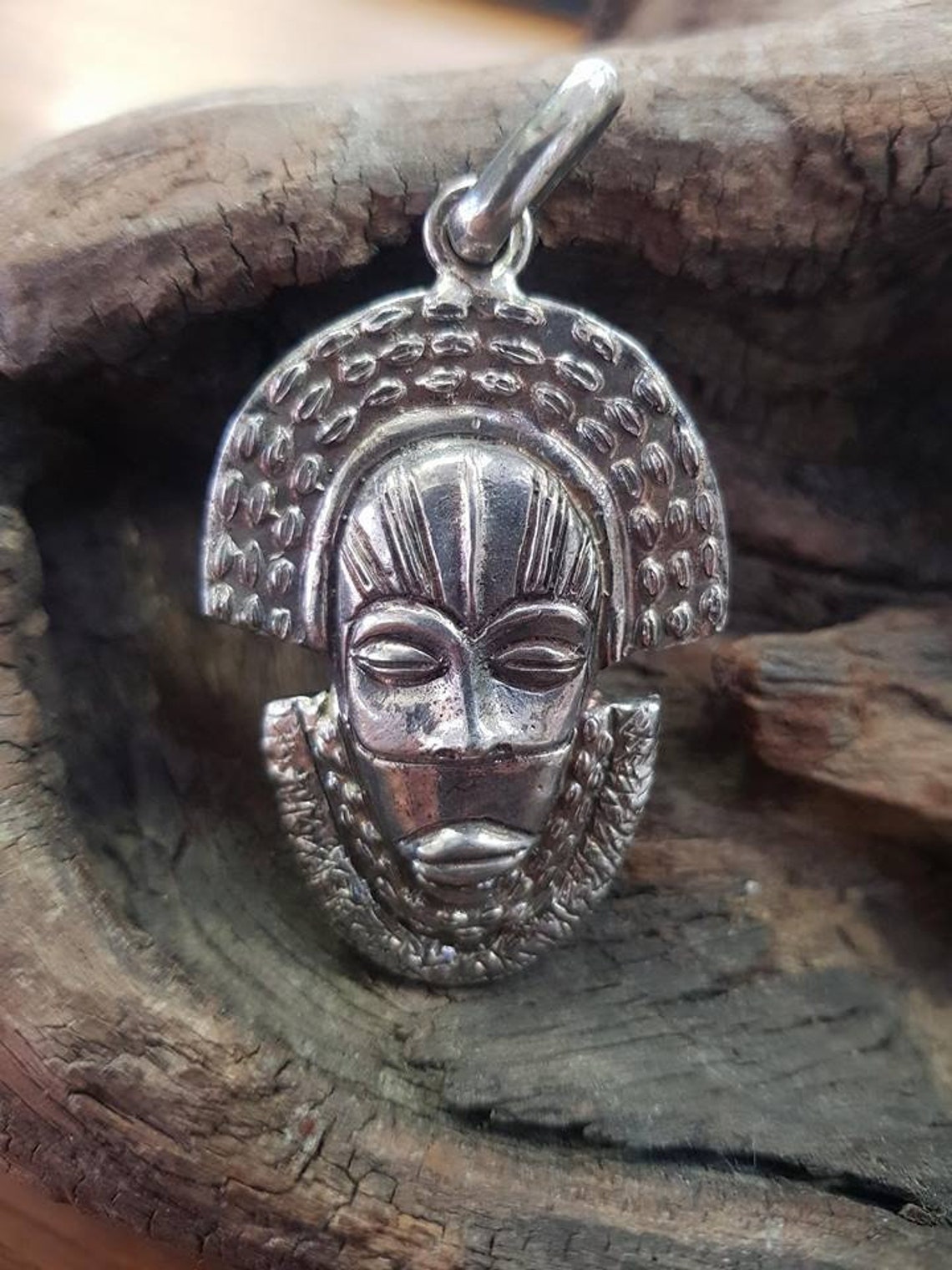 African Mask Pendant in Silver .925 - Etsy