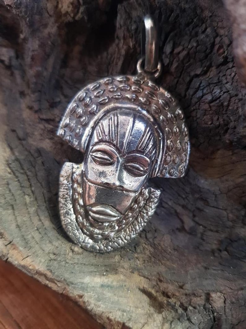 African Mask Pendant in Silver .925 - Etsy