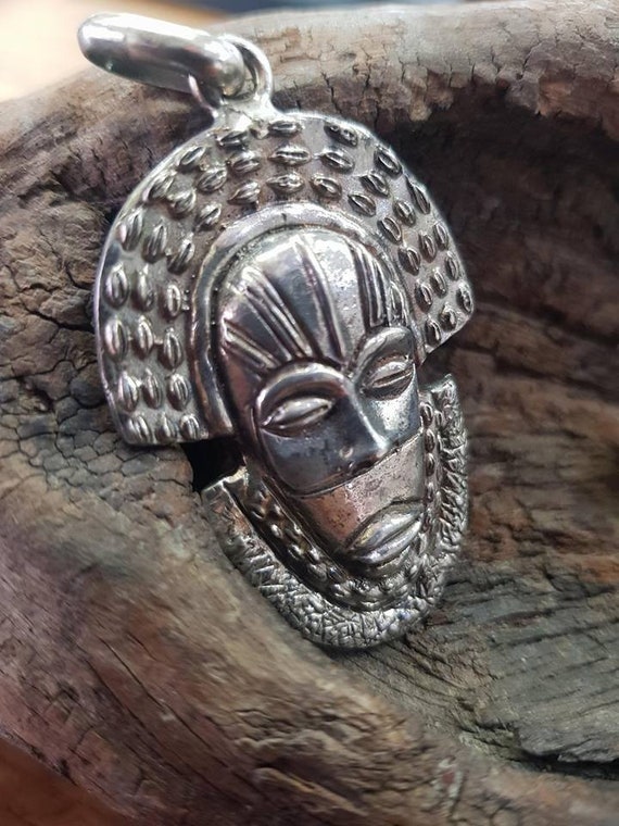 African Mask Pendant in Silver .925 - Etsy