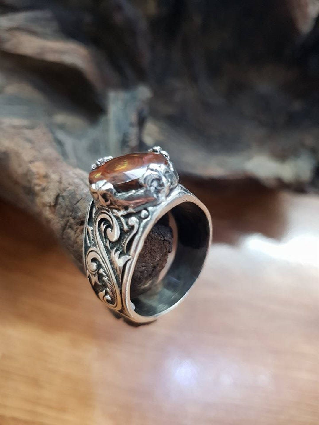 Fire Agate Ring - Etsy