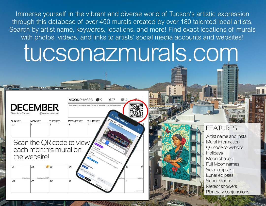 Tucson Murals 2025 Calendar Quality Thick Spiral Bound Astronomical ...