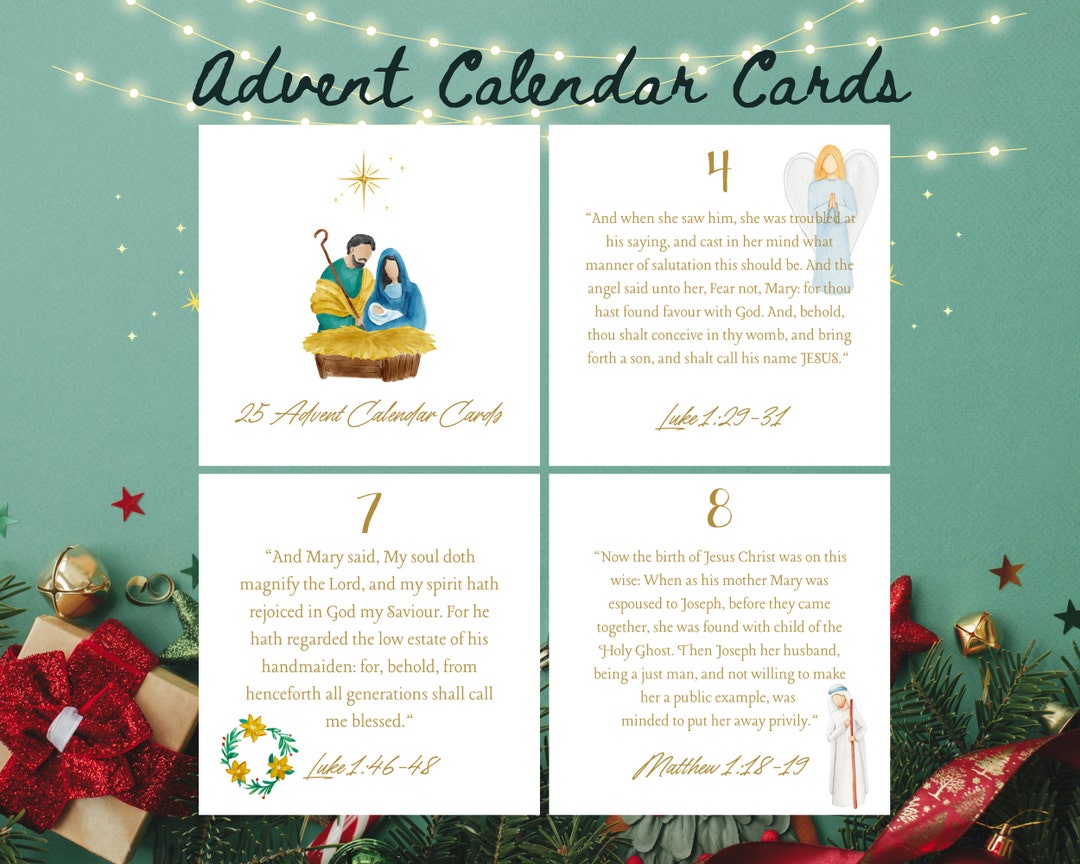Print-at-home Advent Calendar Cards, Digital File for Printable ...