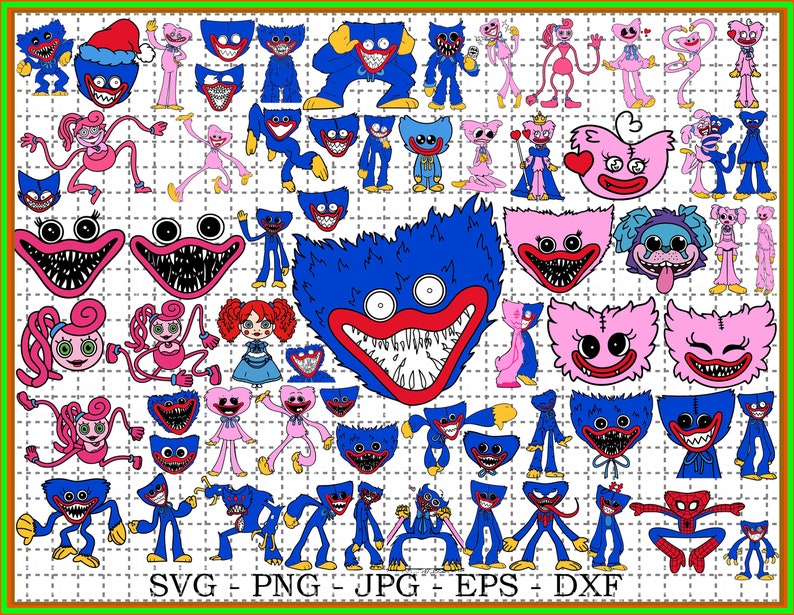 Bundle Huggy Wuggy Kissy Missy Poppy Playtime SVG PNG DXF. - Etsy Canada