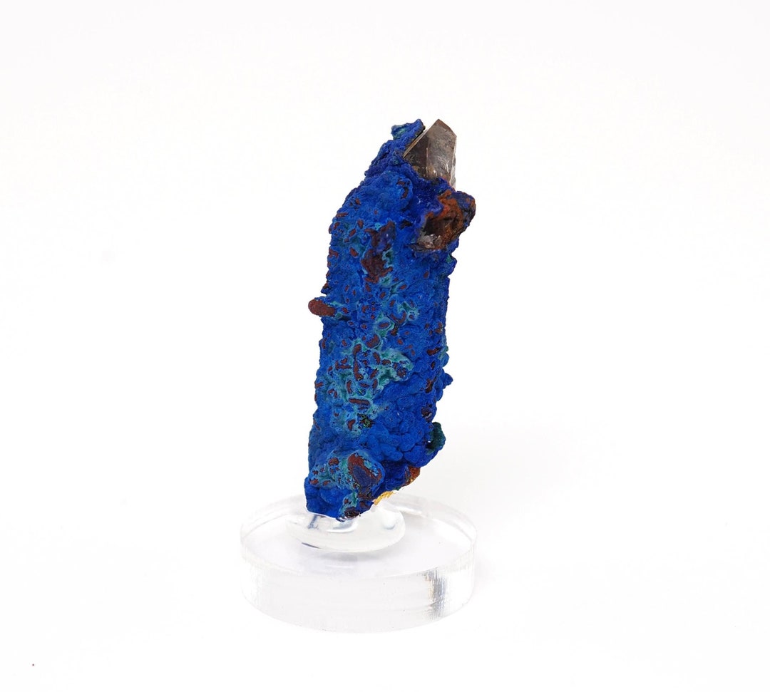 Azurite on Quartz Crystal Mineral Specimen From Morocco 38mm X 16mm X ...