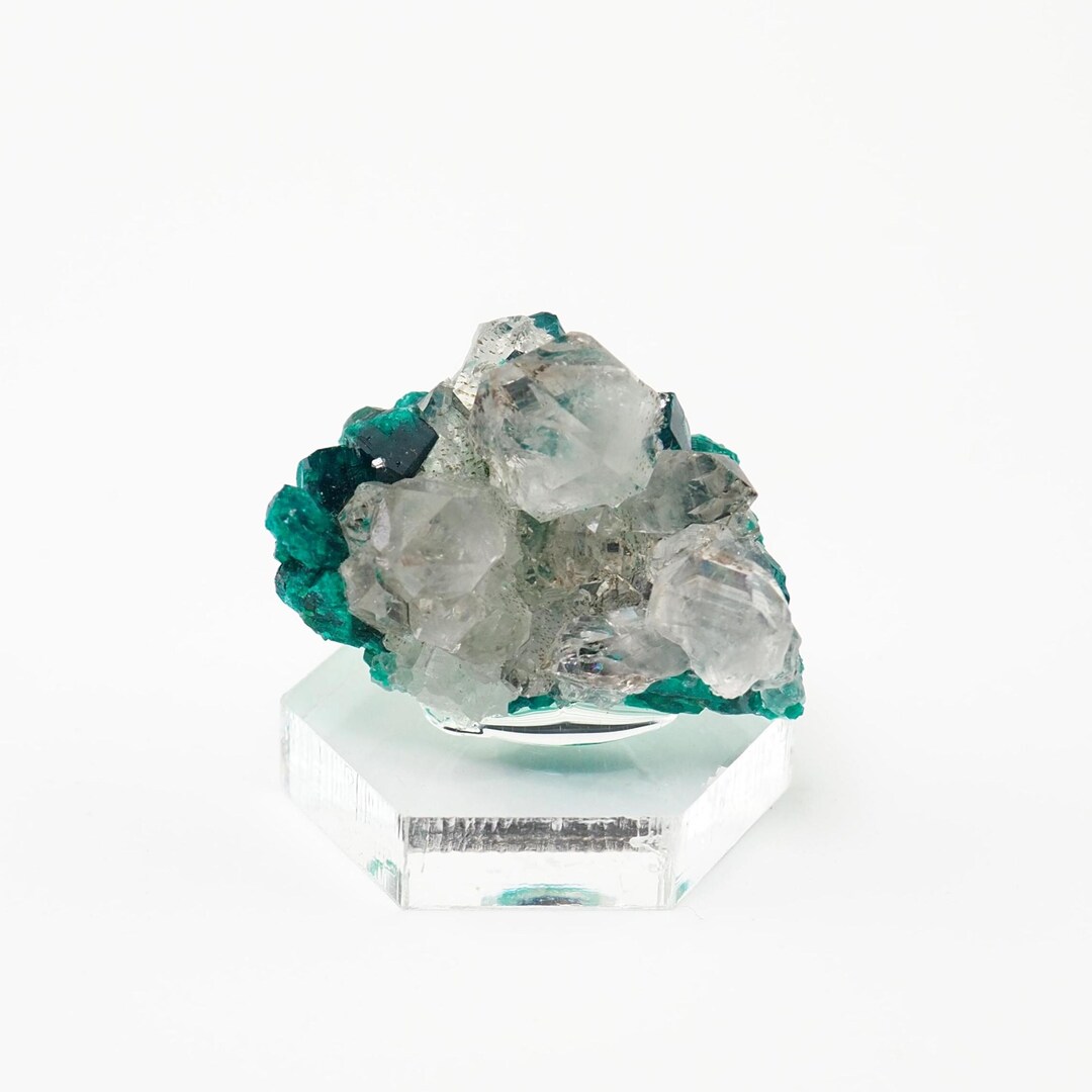 Quartz on Dioptase Crystals Natural Raw Stone Mineral Specimen, Science ...