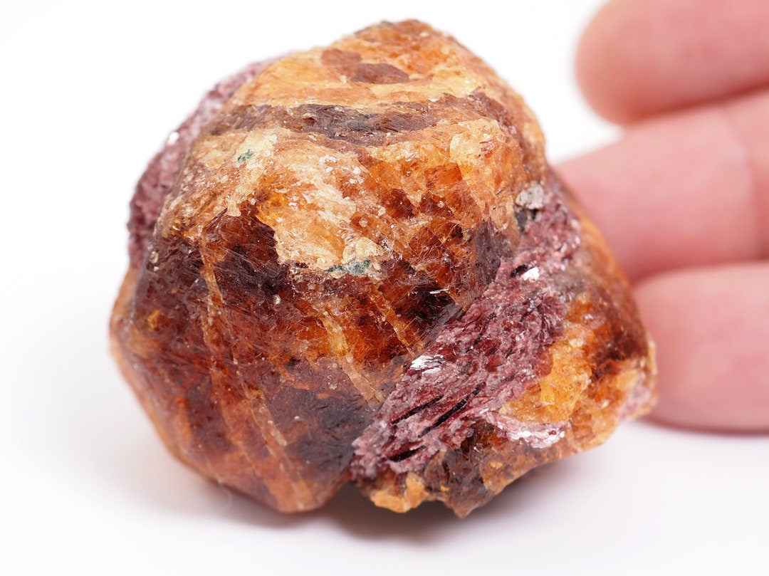 124g Spessartine Garnet Orange Crystal With Red Muscovite Natural Raw ...