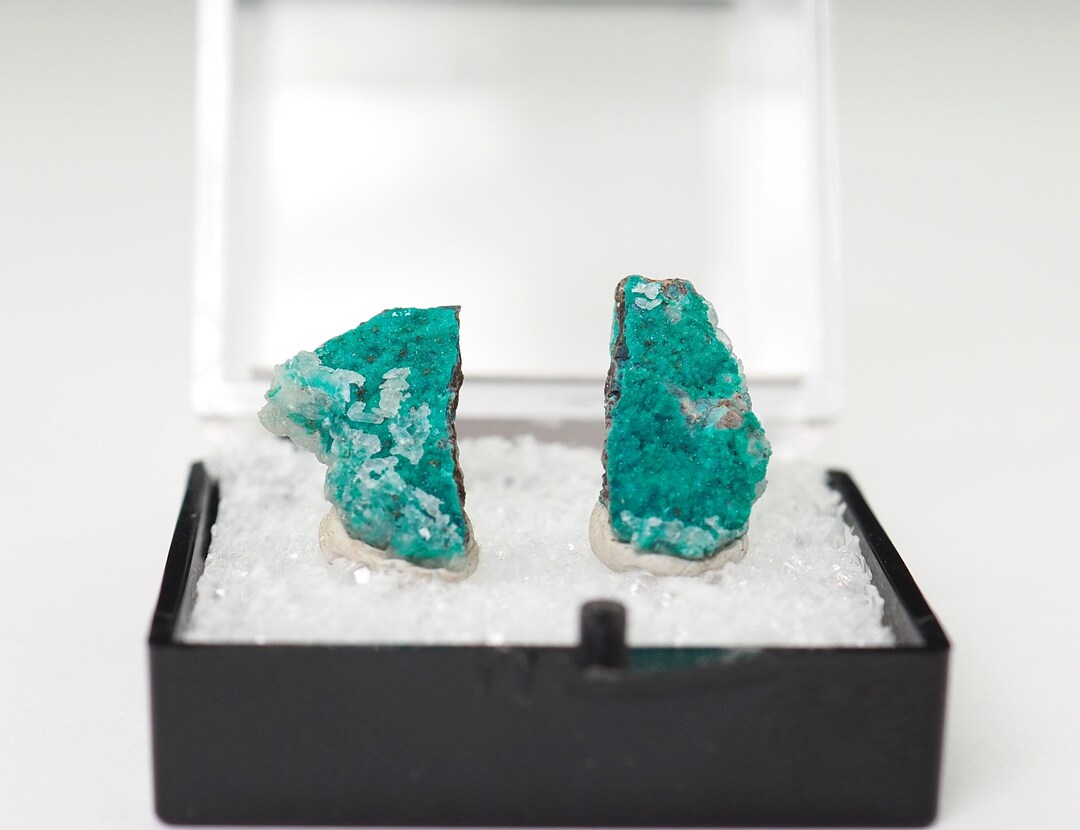 2pc Dioptase Raw Stones From Blue Bell Mine, California, USA Perky Box ...
