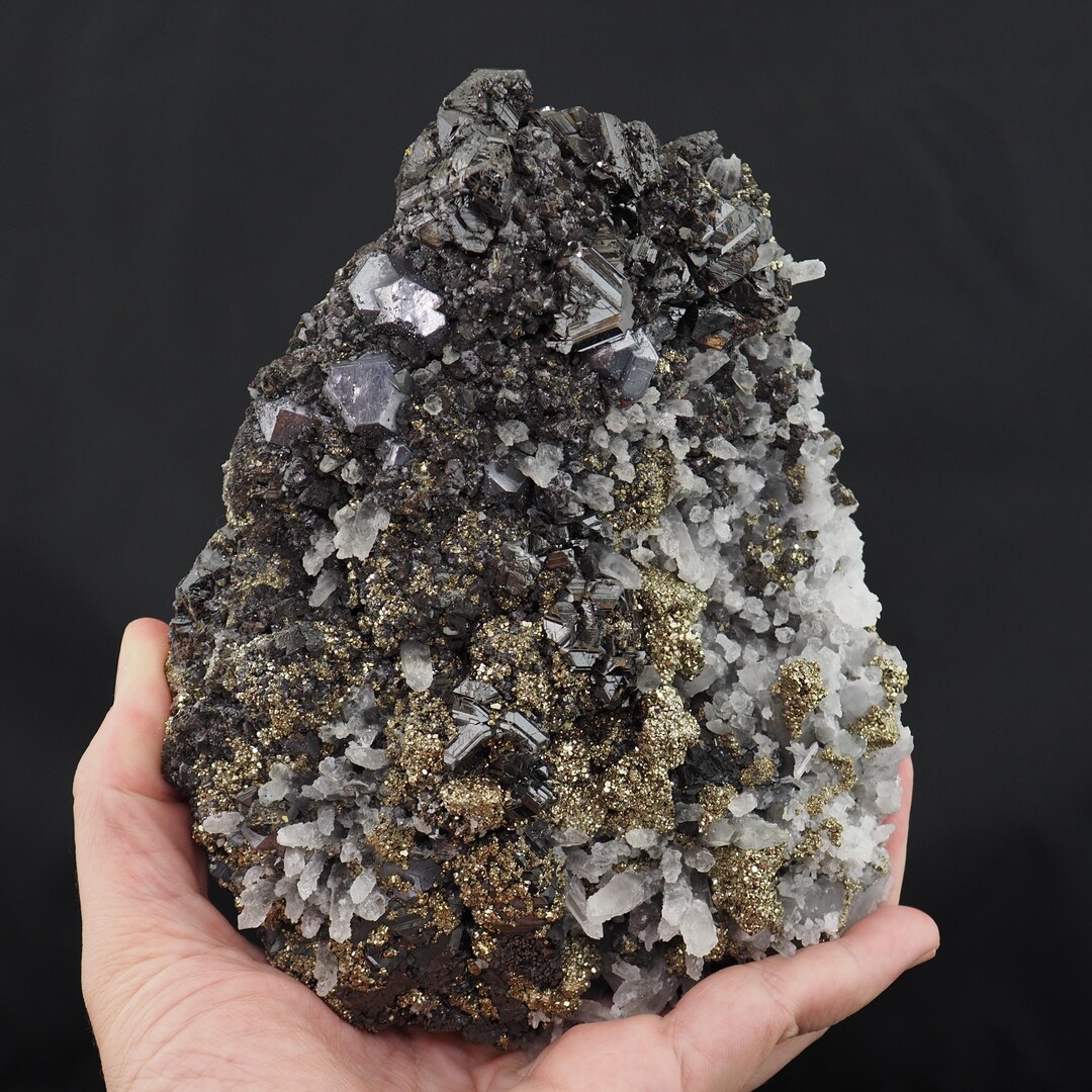 Sphalerite Crystals With Pyrite and Quartz Cluster Natural Stone Home ...
